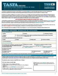 TASFA 2023-2024 Spanish Application and Notes Fillable - Frank Phillips ...